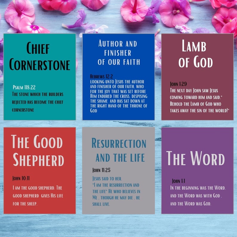 Names of Jesus Printable Cards With Scriptures Pack of 45 - Etsy