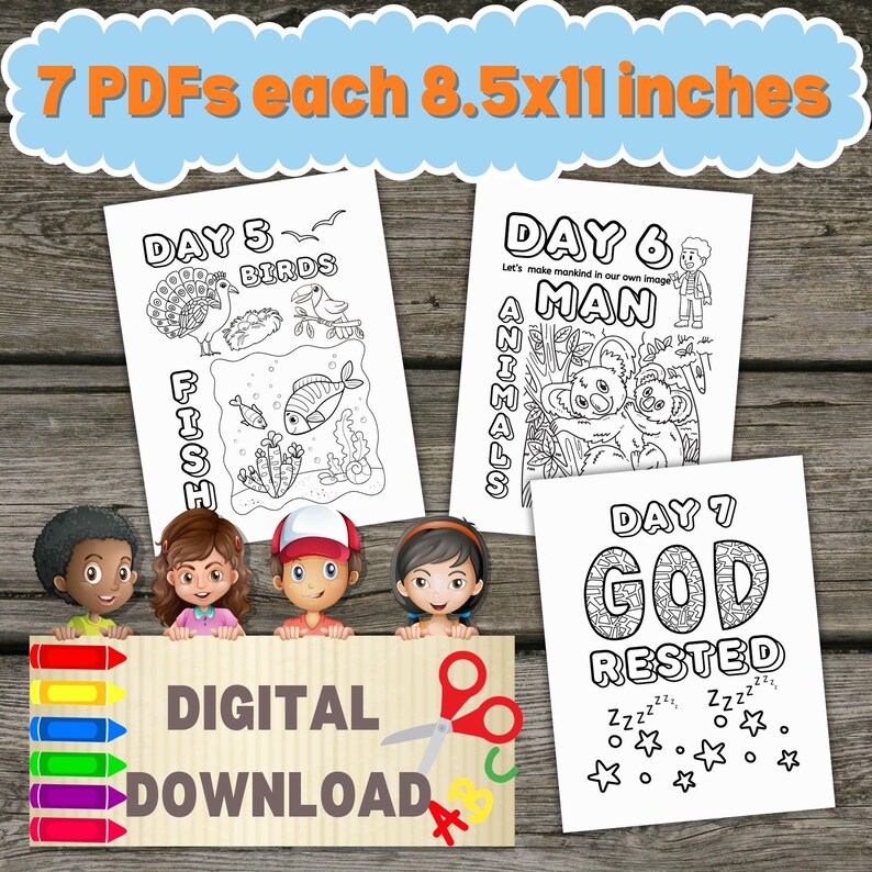Creation Days Coloring Pages,7 Days of Creation Coloring Pages for Kids ...