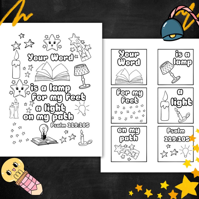 Psalm 119:105 Scripture Coloring Pages for Kids for Sunday School ,kids ...