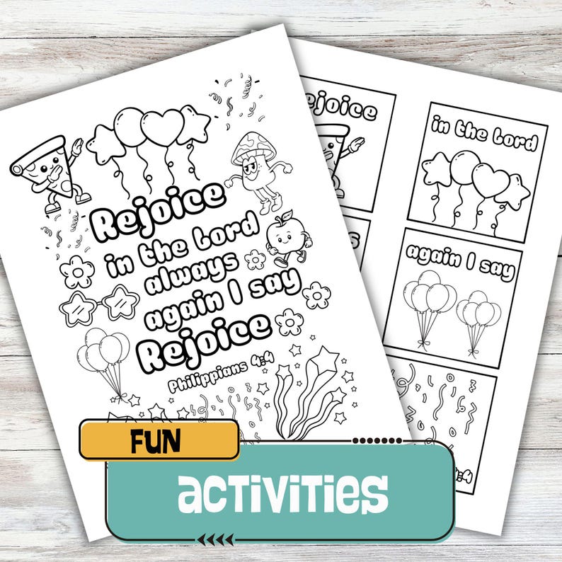 Philippians 4:4 Scripture Coloring Pages for Kids Digital Download ...