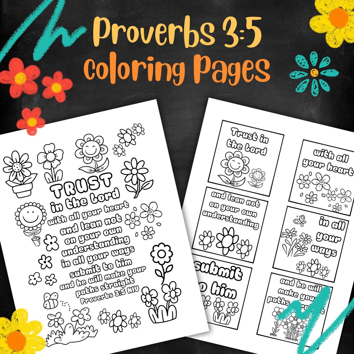 Proverbs 3:5 Scripture Coloring Pages for Kids for Sunday School Lesson ...