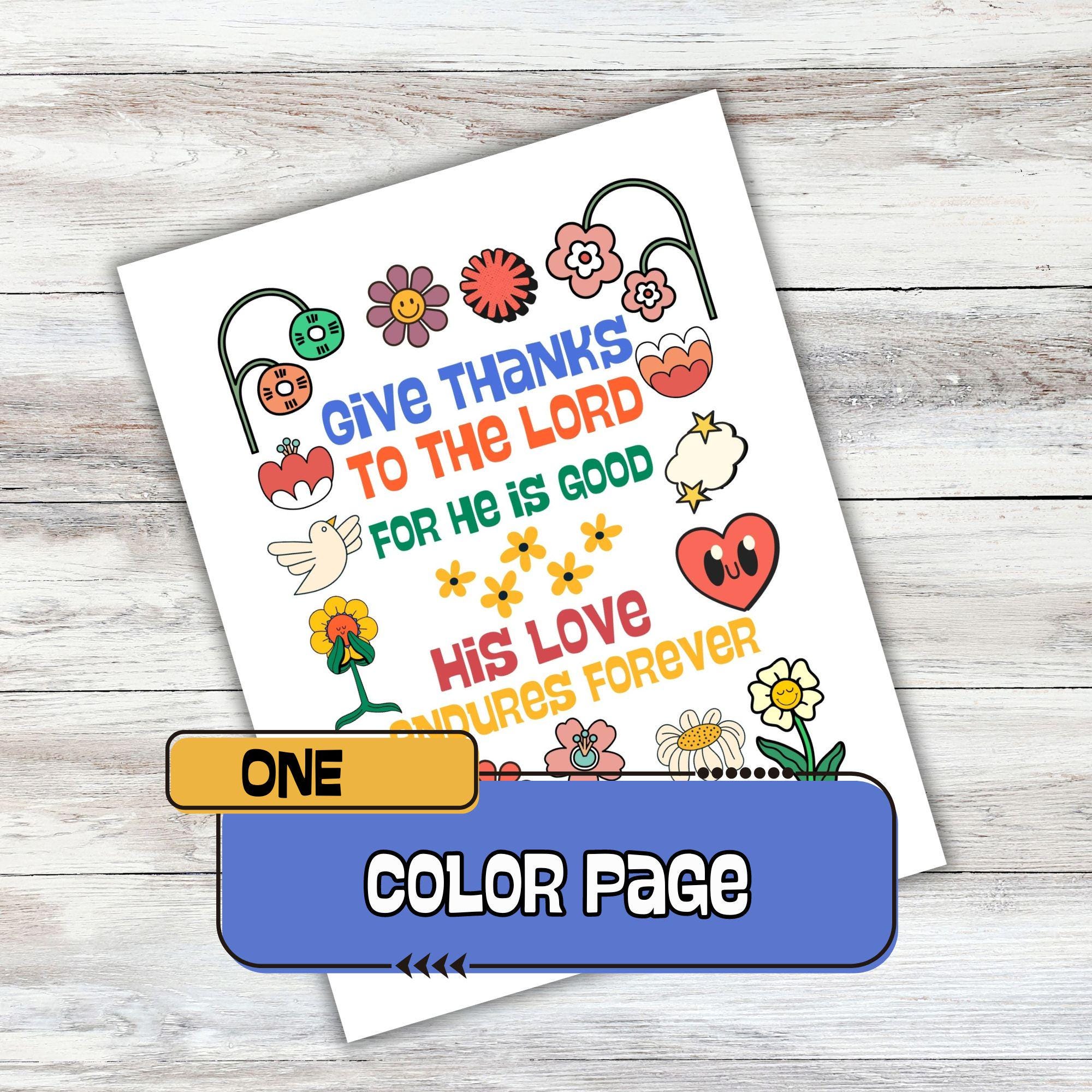 Give Thanks Psalm 136:1 Scripture Cards for Kids Crafts Sunday School ...