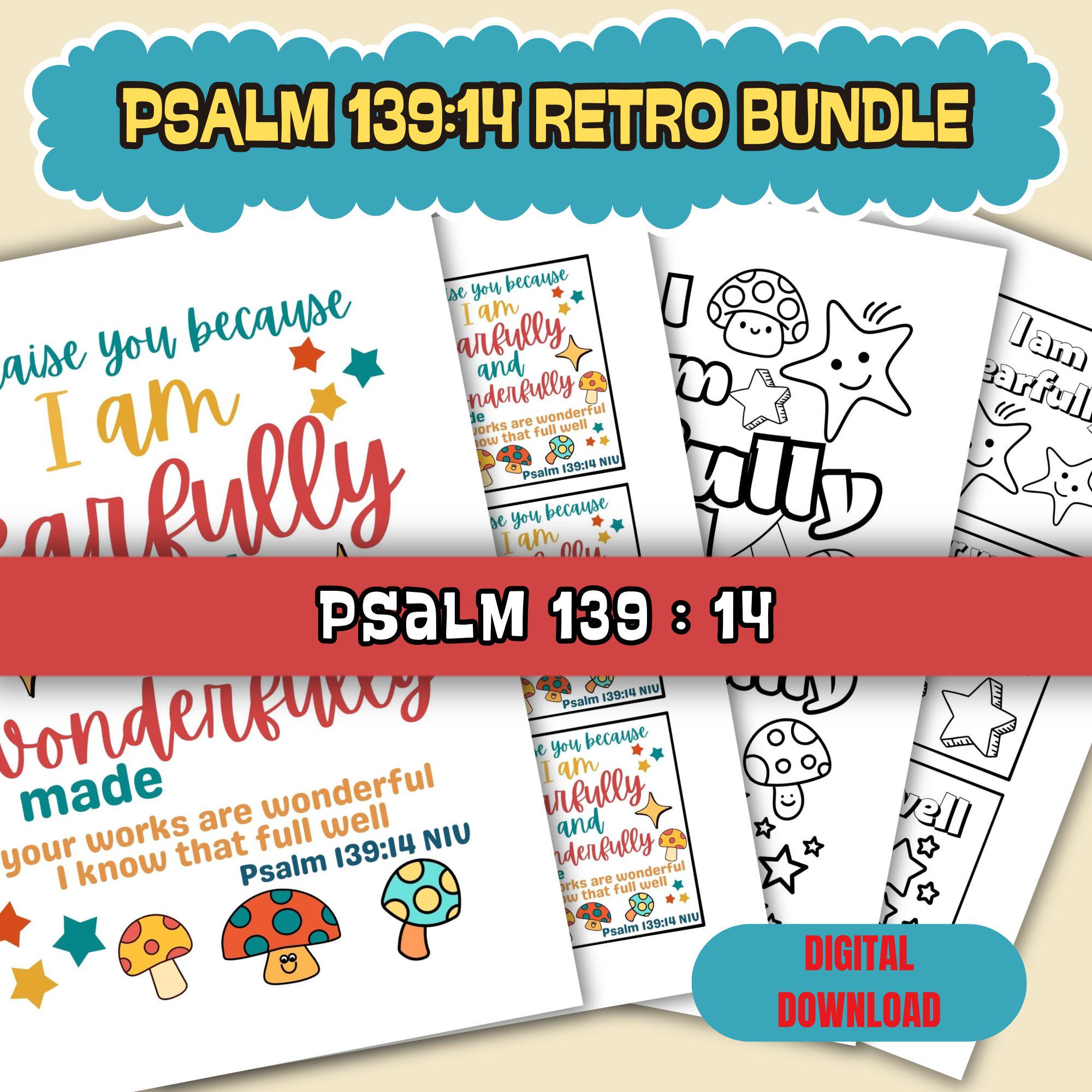 Retro Psalm 139:14 Scripture Activity Bundle for Sunday School Lesson ...