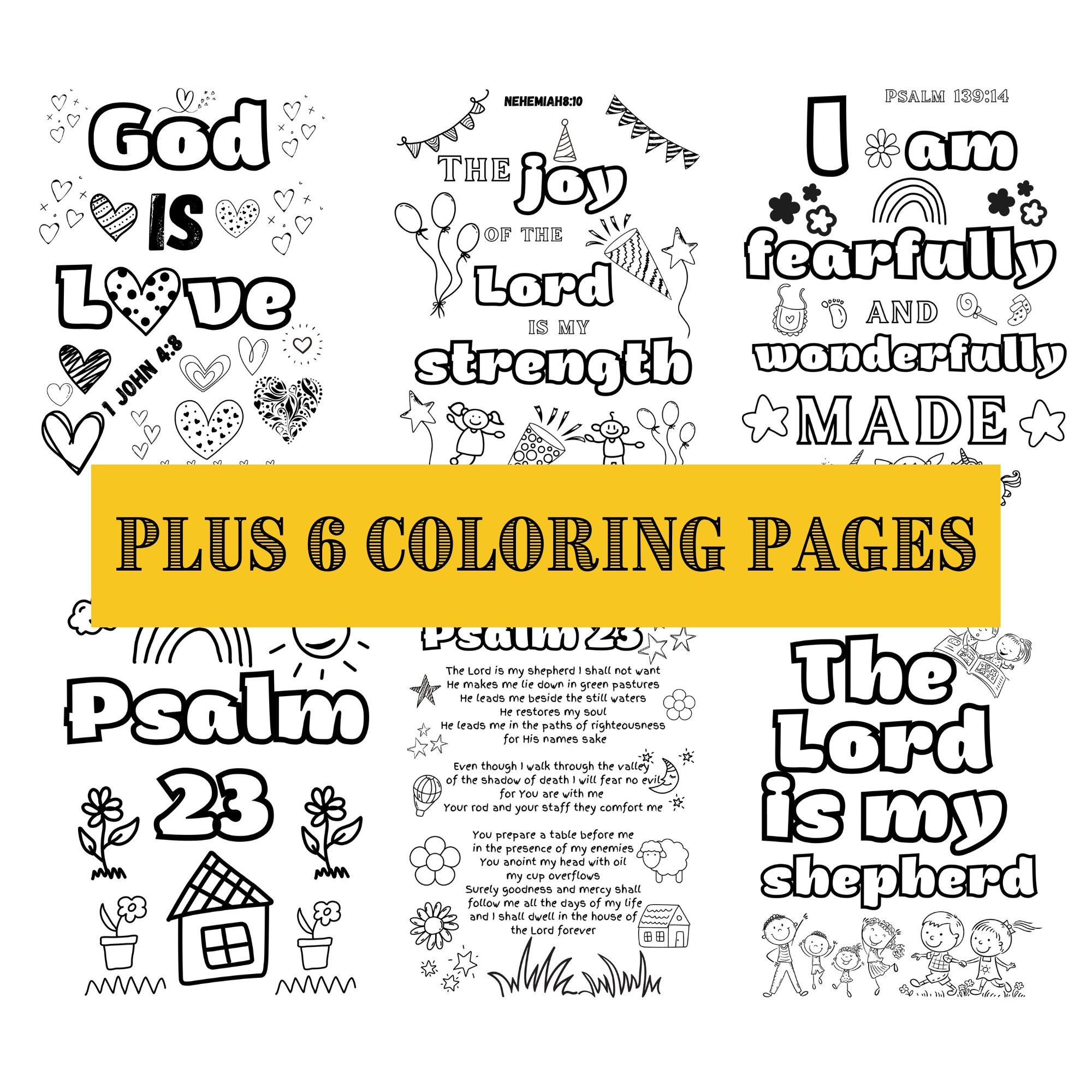 Scripture Coloring Card Bundle Digital Download Coloring Pages and ...