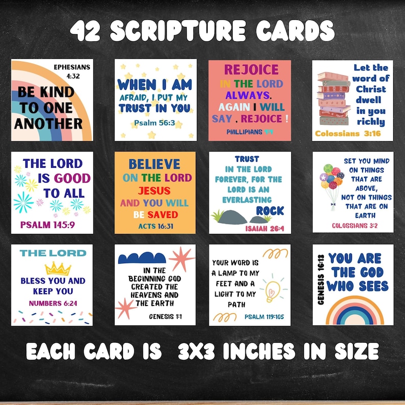 Scripture Cards for Kids Bible Verse Cards for Sunday School - Etsy ...