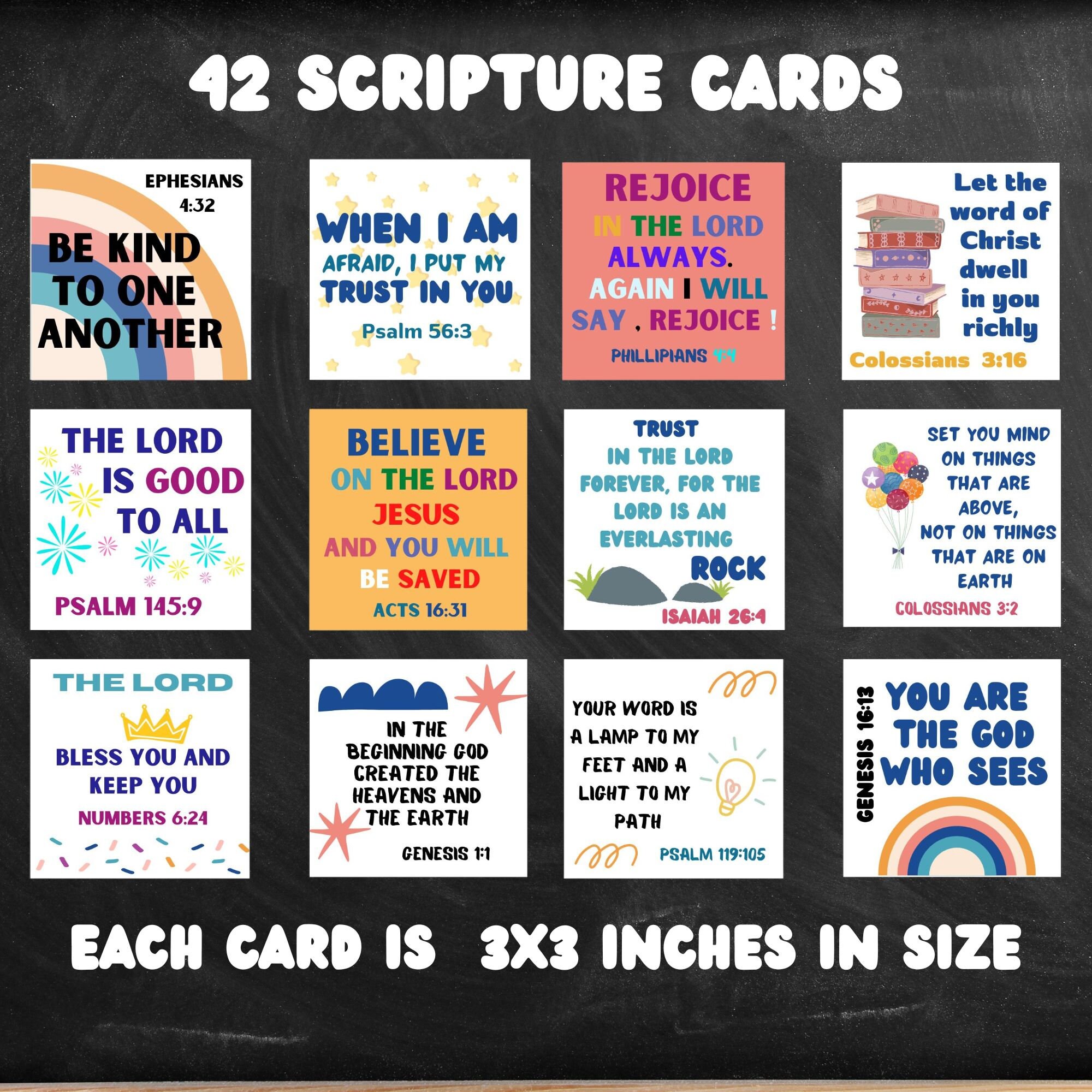 Scripture Cards for Kids Bible Verse Cards for Sunday School - Etsy ...