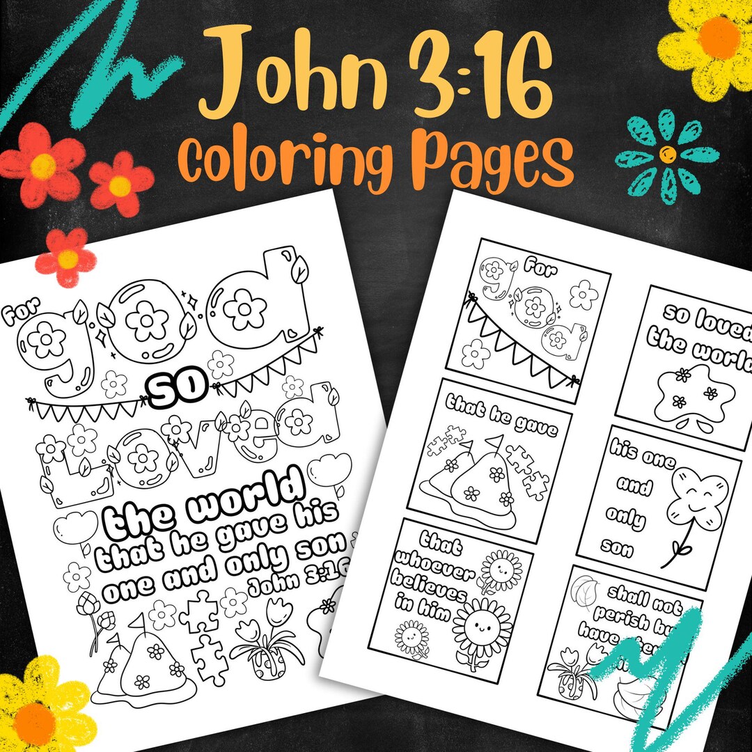 John 3:16 Scripture Coloring Pages for Kids for Sunday School Lesson ...