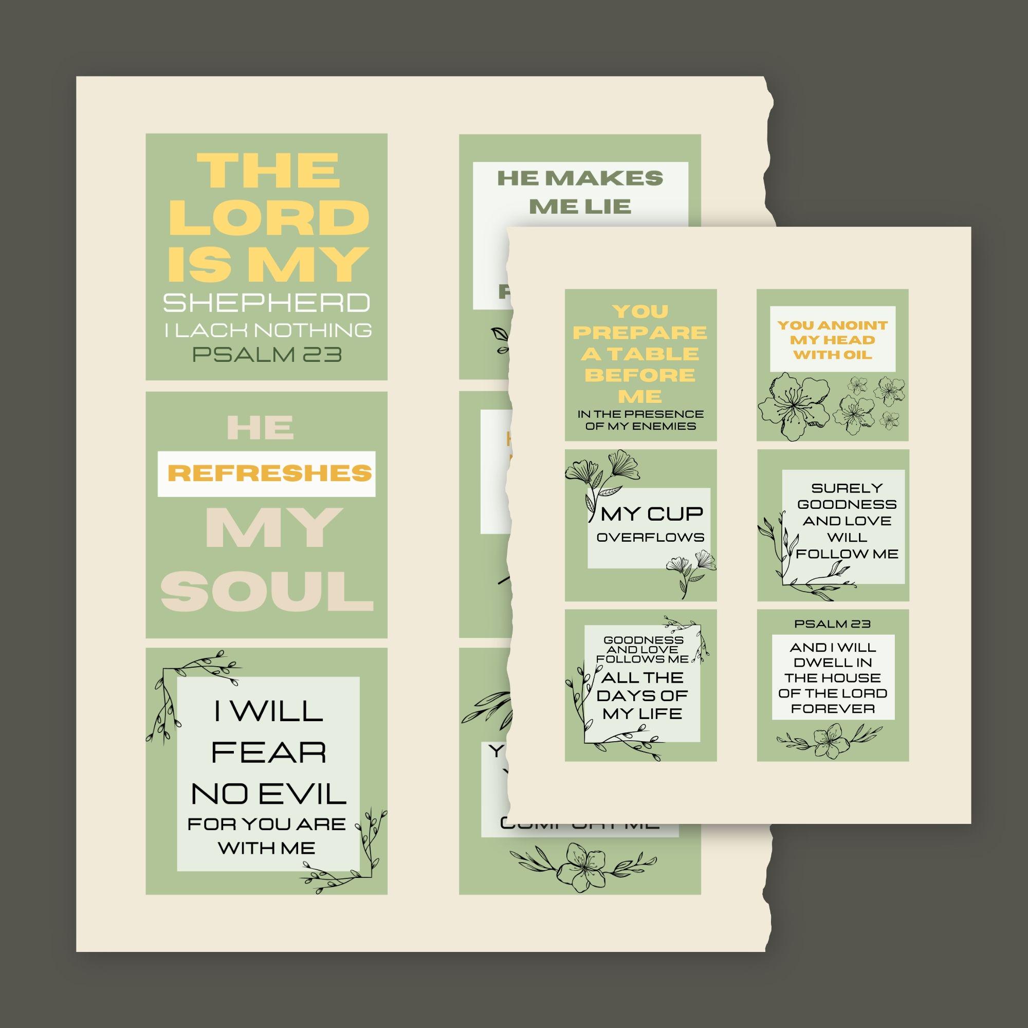 Psalm 23 Scripture Cards: Encouraging Bible Verse Gift Digital Download ...