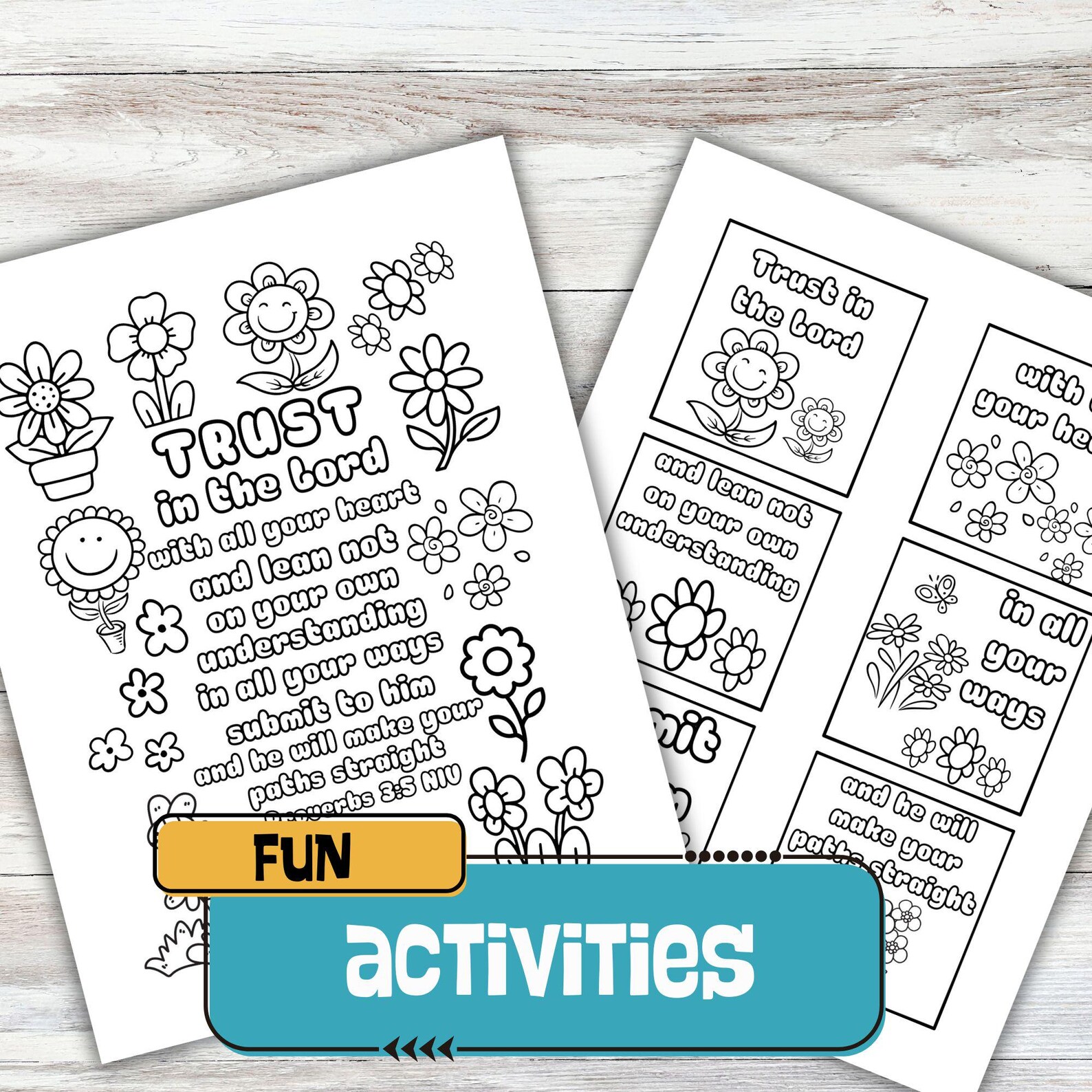 Coloring Page Scripture Cards for Kids Sunday School Lesson Printable ...