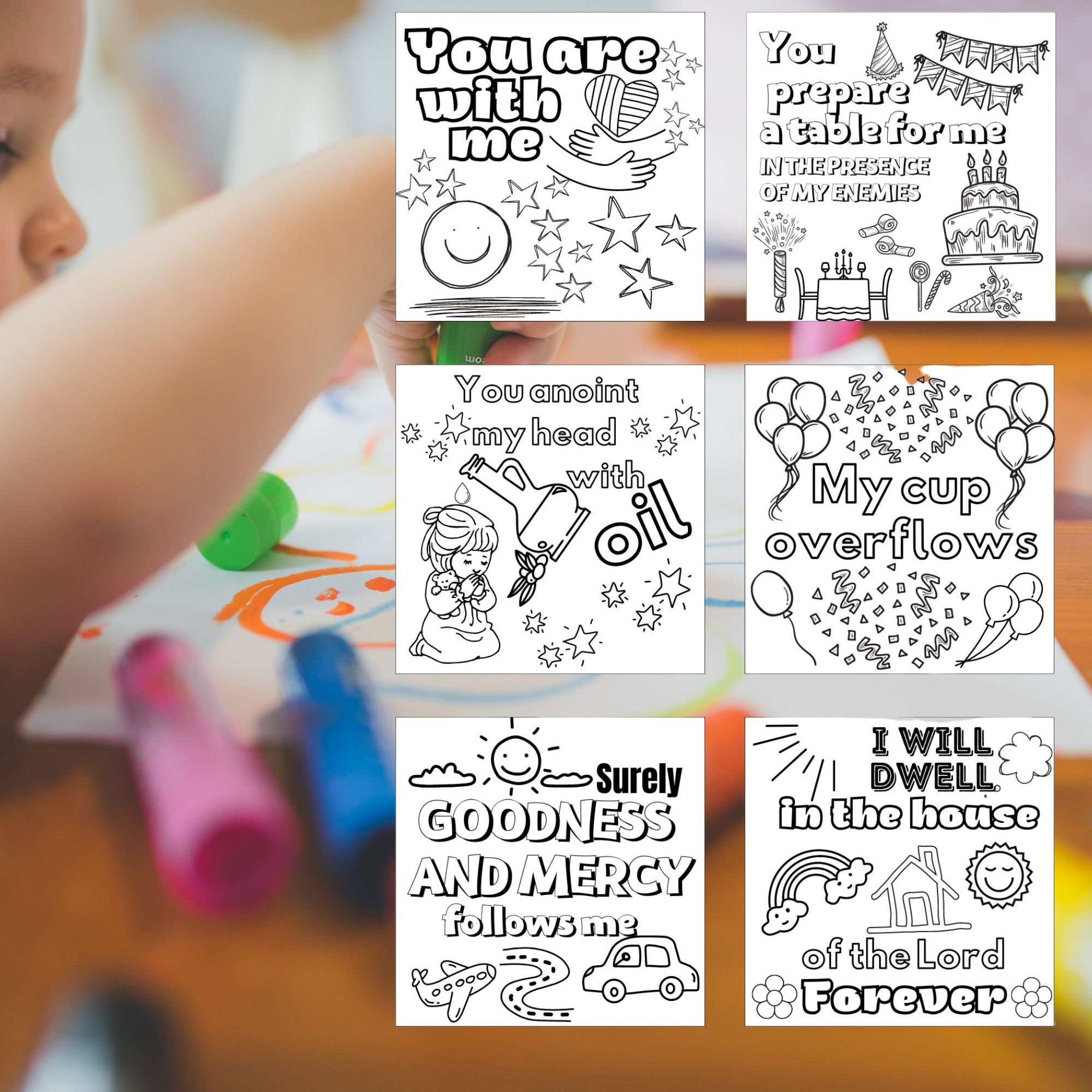 Psalm 23 Coloring Cards Bible Verse Sunday School Activity Digital ...