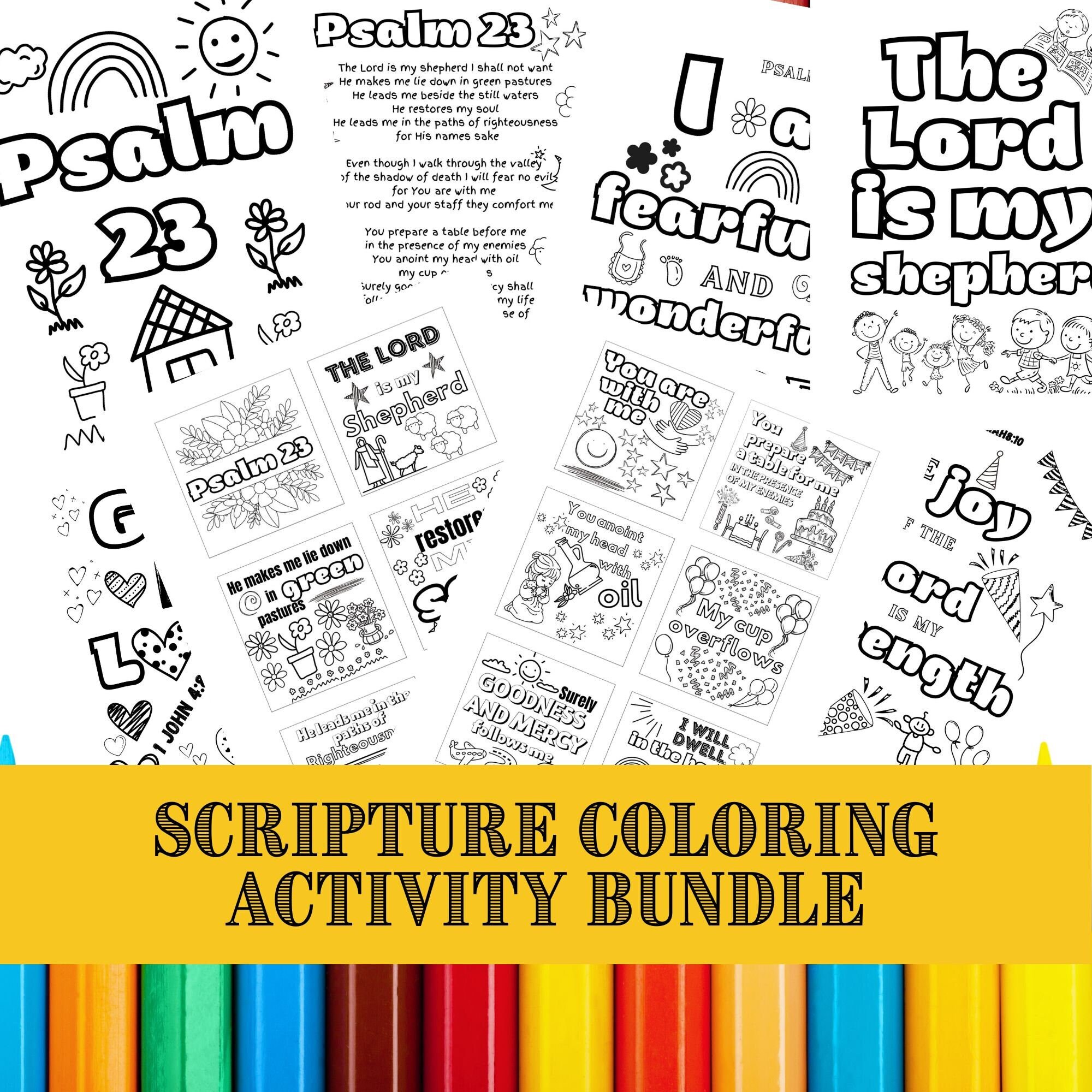 Scripture Coloring Card Bundle Digital Download Coloring Pages and ...