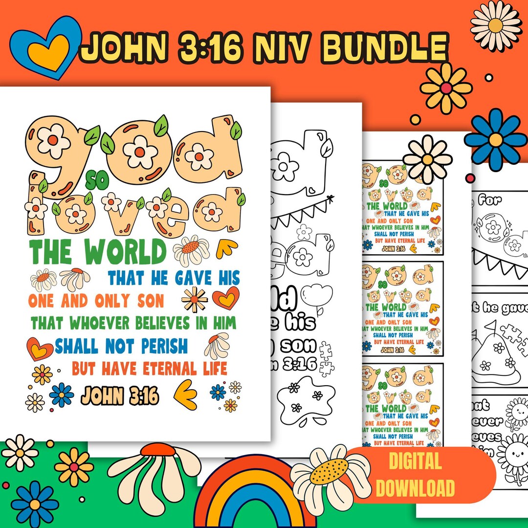 Coloring Page Scripture Cards for Kids Sunday School Lesson Printable ...