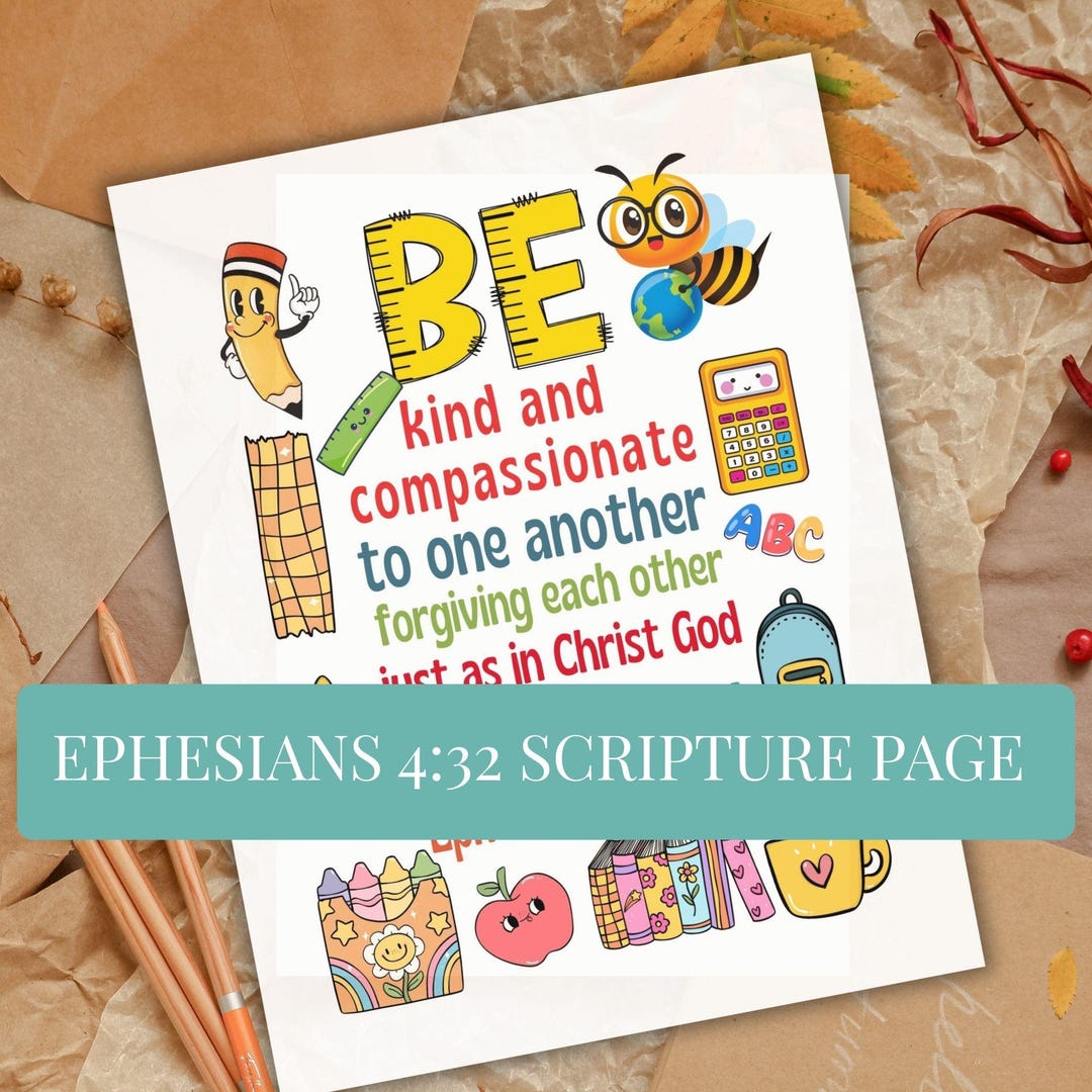 Ephesians 4:32 Colorful Scripture Pages for Sunday School Lesson, Kids ...