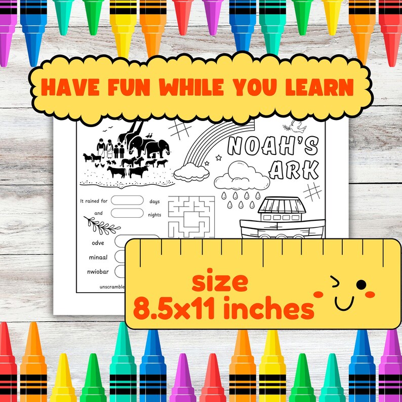Noah's Ark Scripture Rainbow Coloring Page for Kids, Home School ...