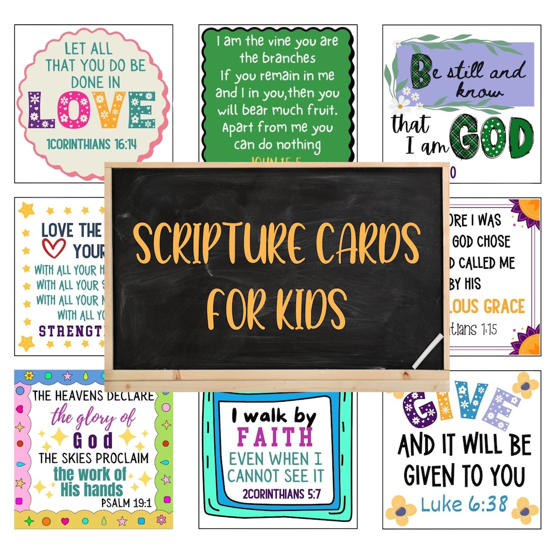 Scripture Cards for Kids Bible Verse Cards for Sunday School,home ...