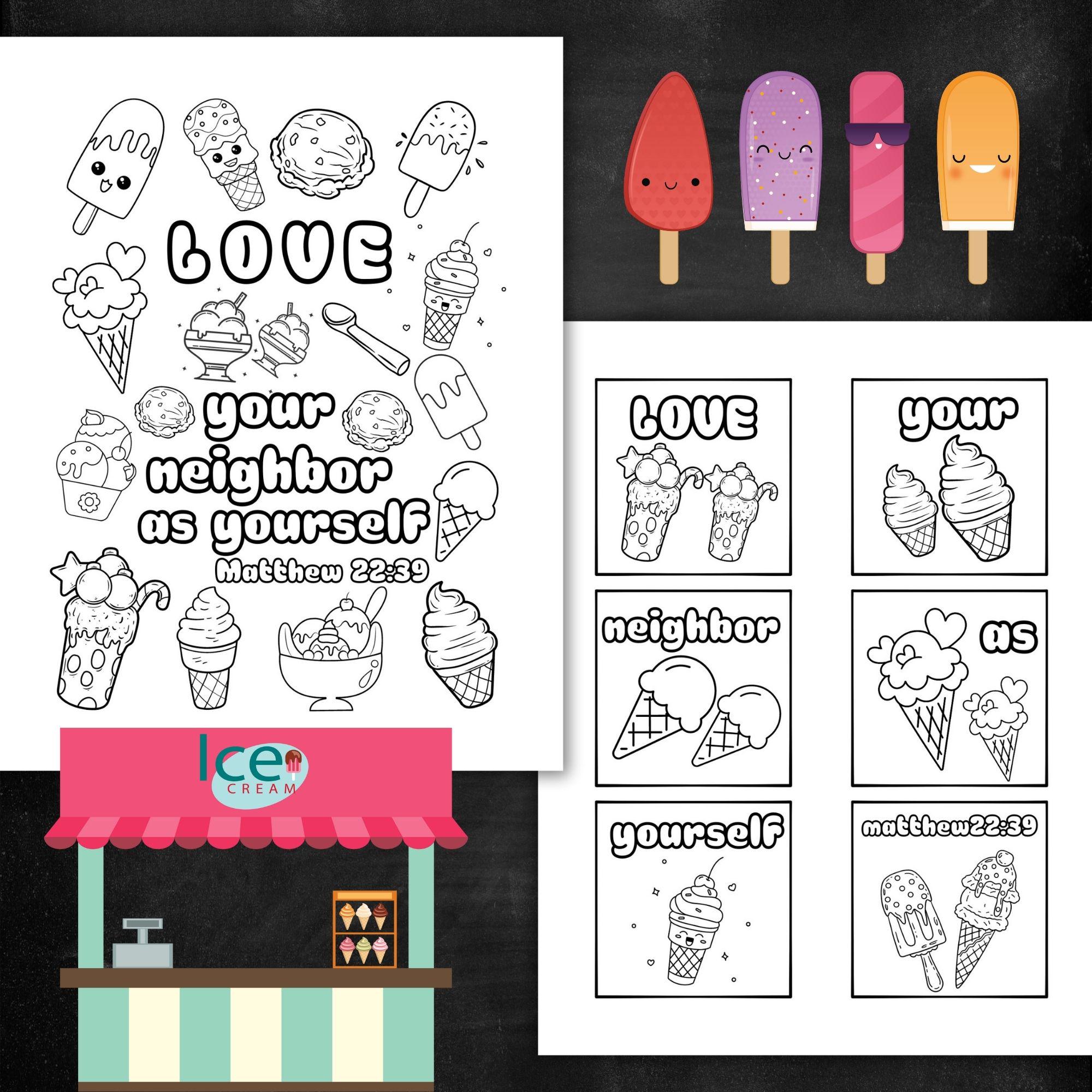 Love Your Neighbor Scripture Coloring Pages Sunday School Activity ...