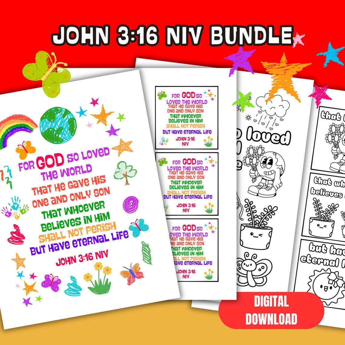 God so Loved the World John 3:16 Scripture Activity Bundle for Sunday ...