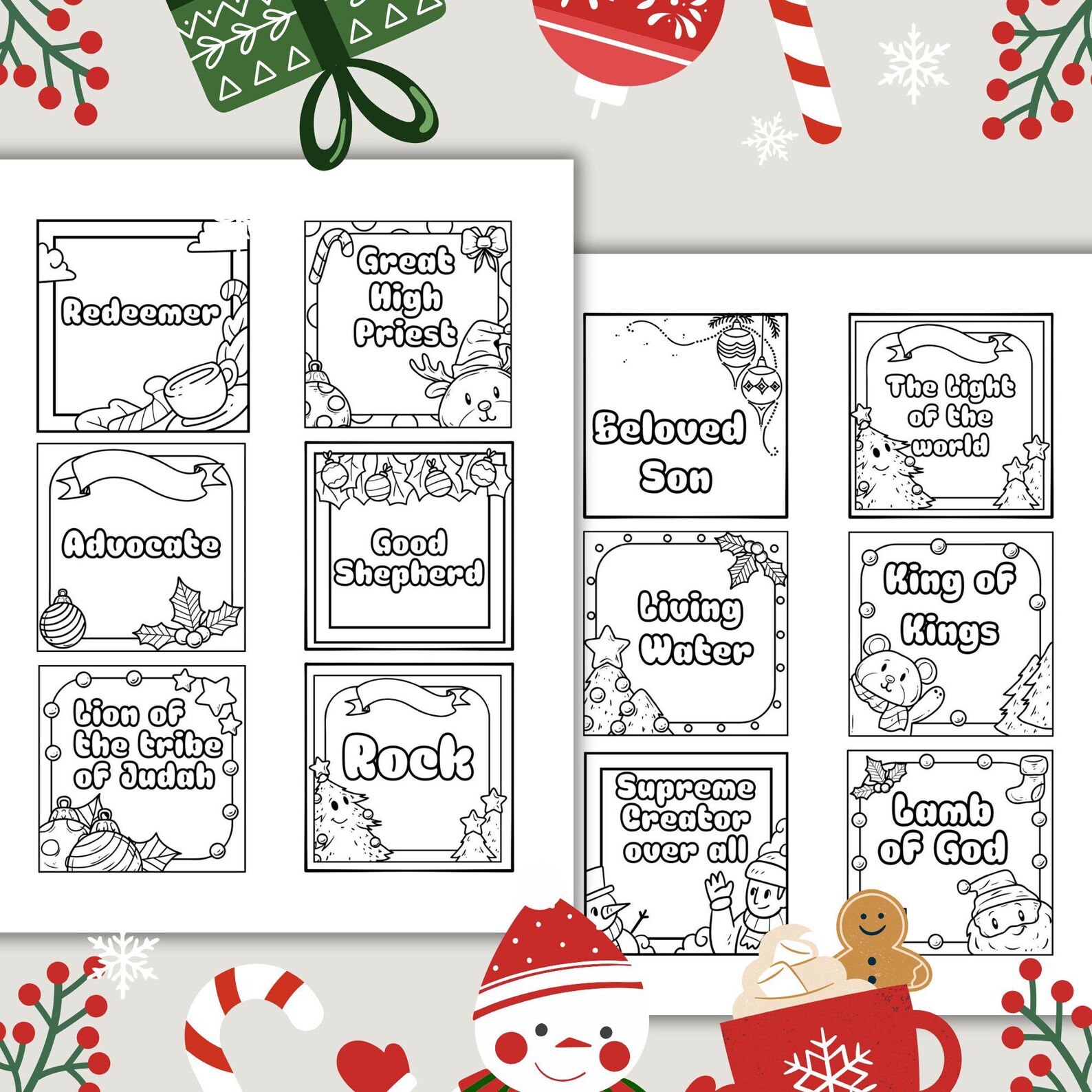 Printable Names of Jesus Coloring Cards for Kids Printable Christmas ...
