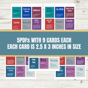 Names of Jesus Printable Cards With Scriptures | Pack of 45 for Bible ...