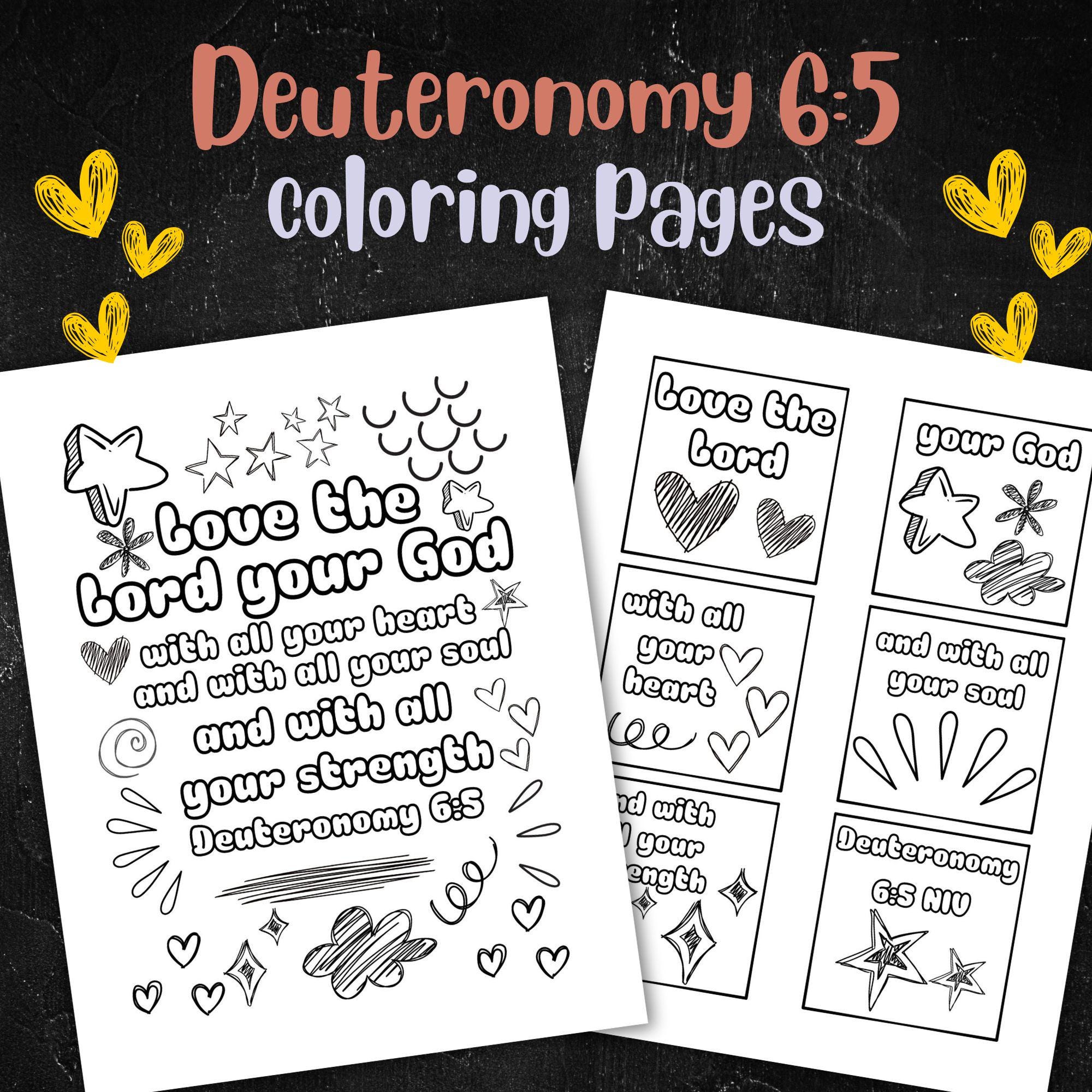 Deuteronomy 6:5 Scripture Coloring Pages for Kids Digital Download ...