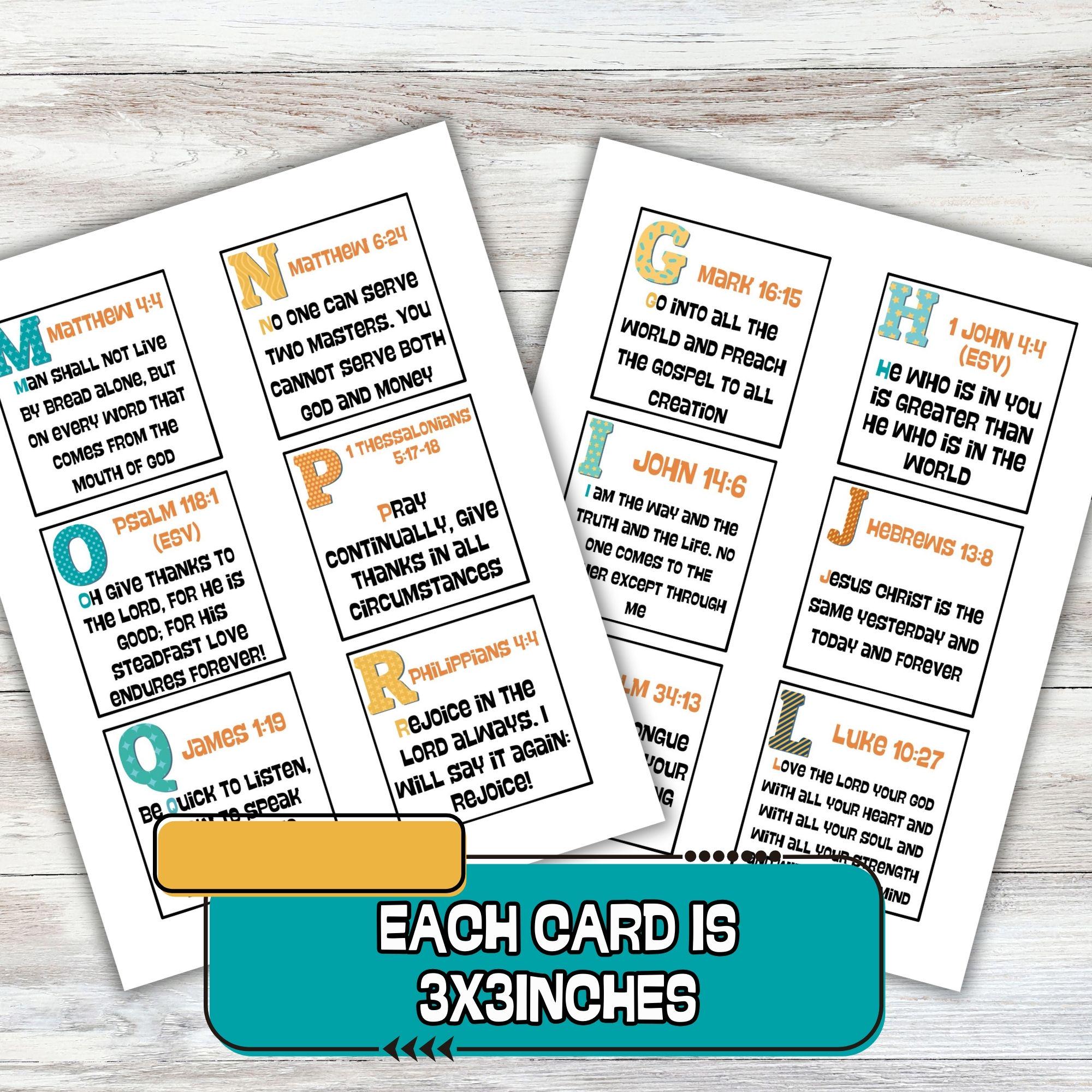 Alphabet Scripture Cards for Kids Alphabet Bible Verse Cards for Kids ...