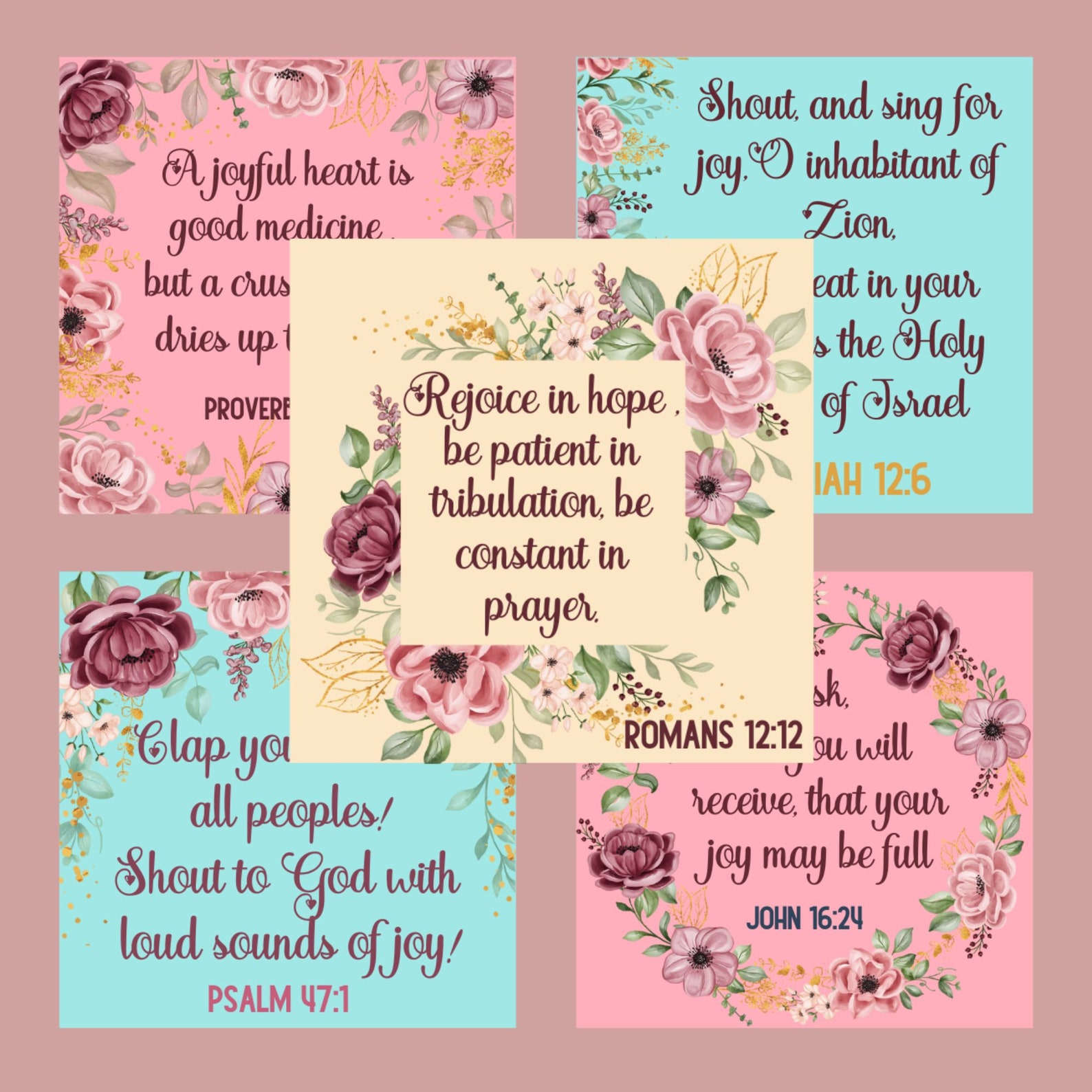 Printable Joy Scripture Cards Set of 12,printable Bible Cards,bible ...