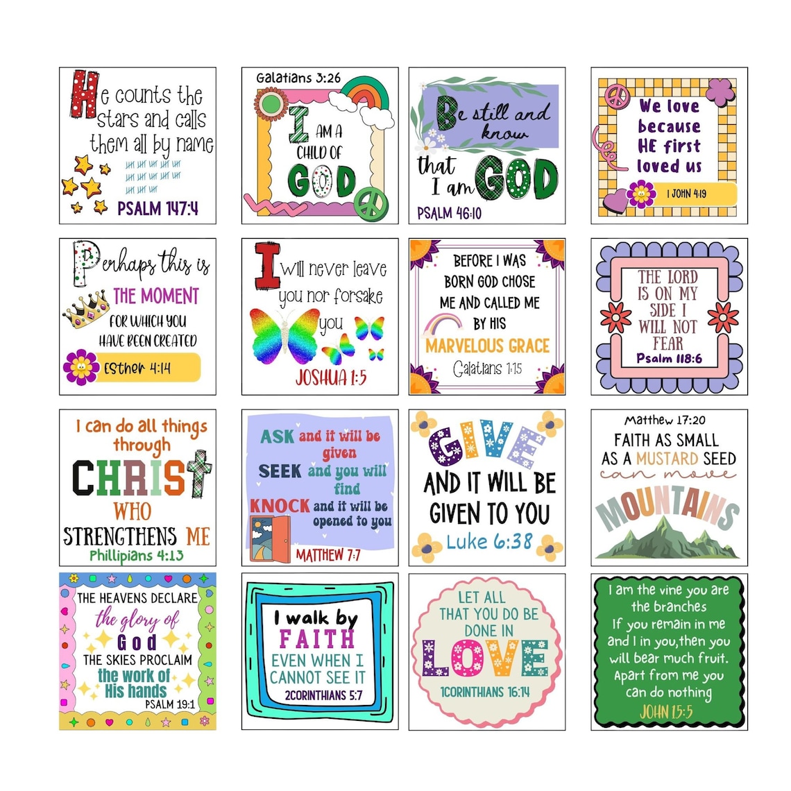 Scripture Cards for Kids Bible Verse Prints Digital Download Printable ...