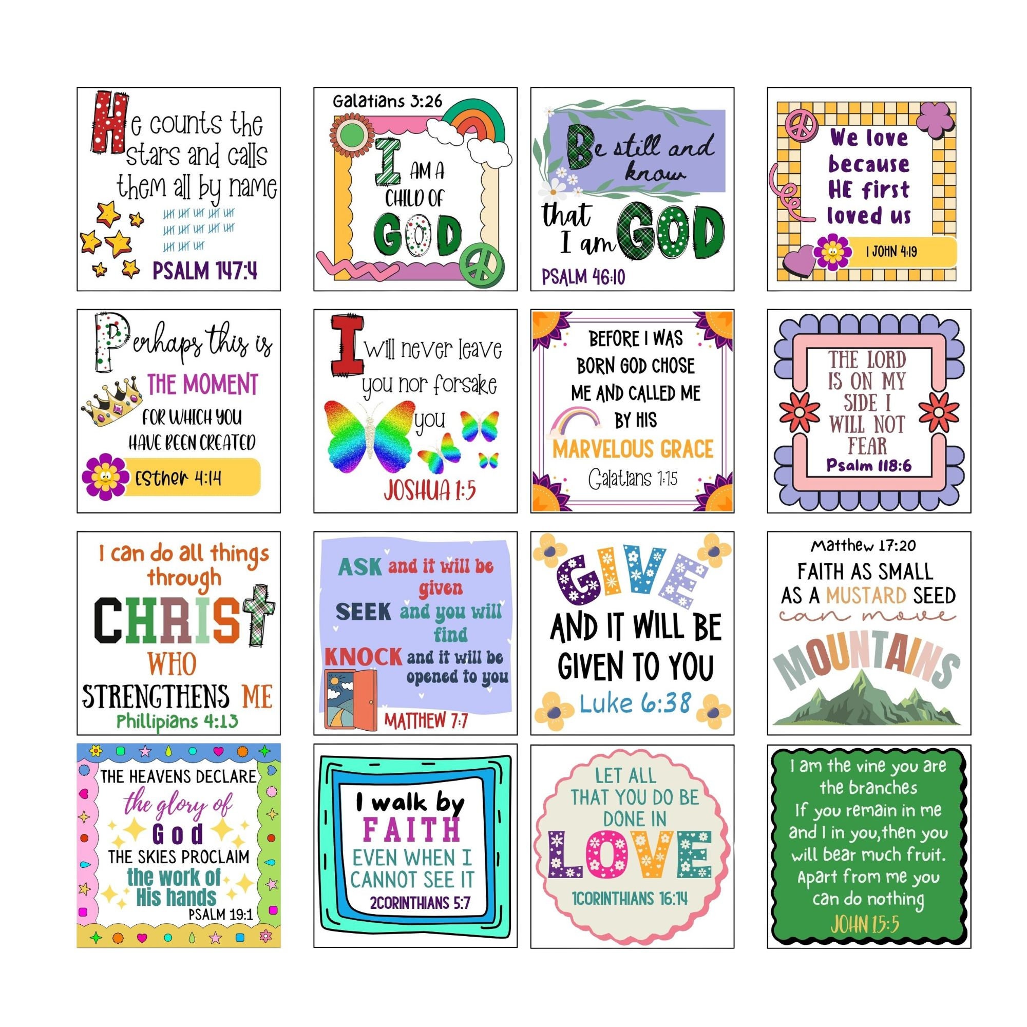 Scripture Cards for Kids Bible Verse Prints Digital Download Printable ...