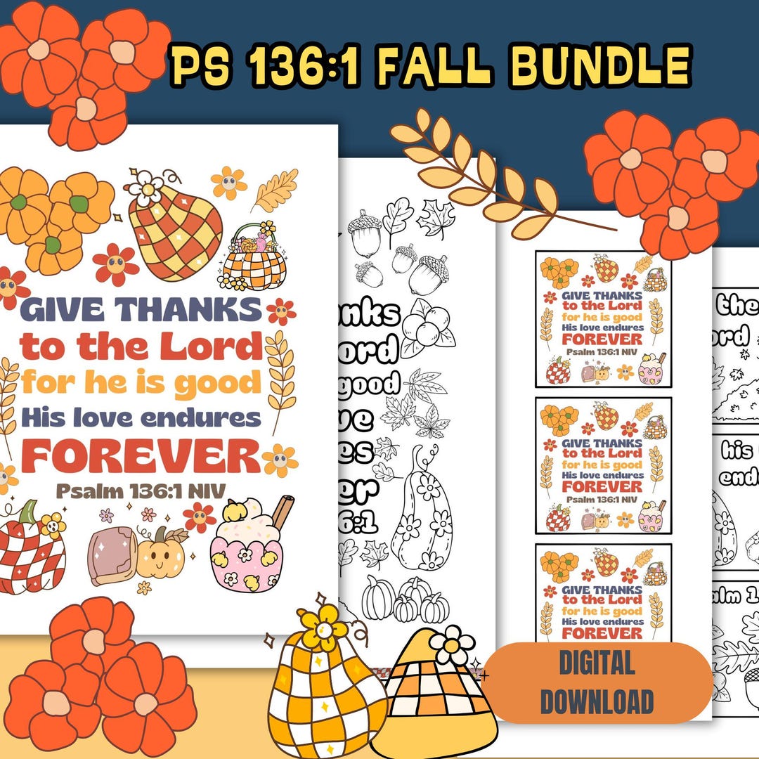 Coloring Pages Thanksgiving Printable Sunday School Lesson Psalm 136:1 ...
