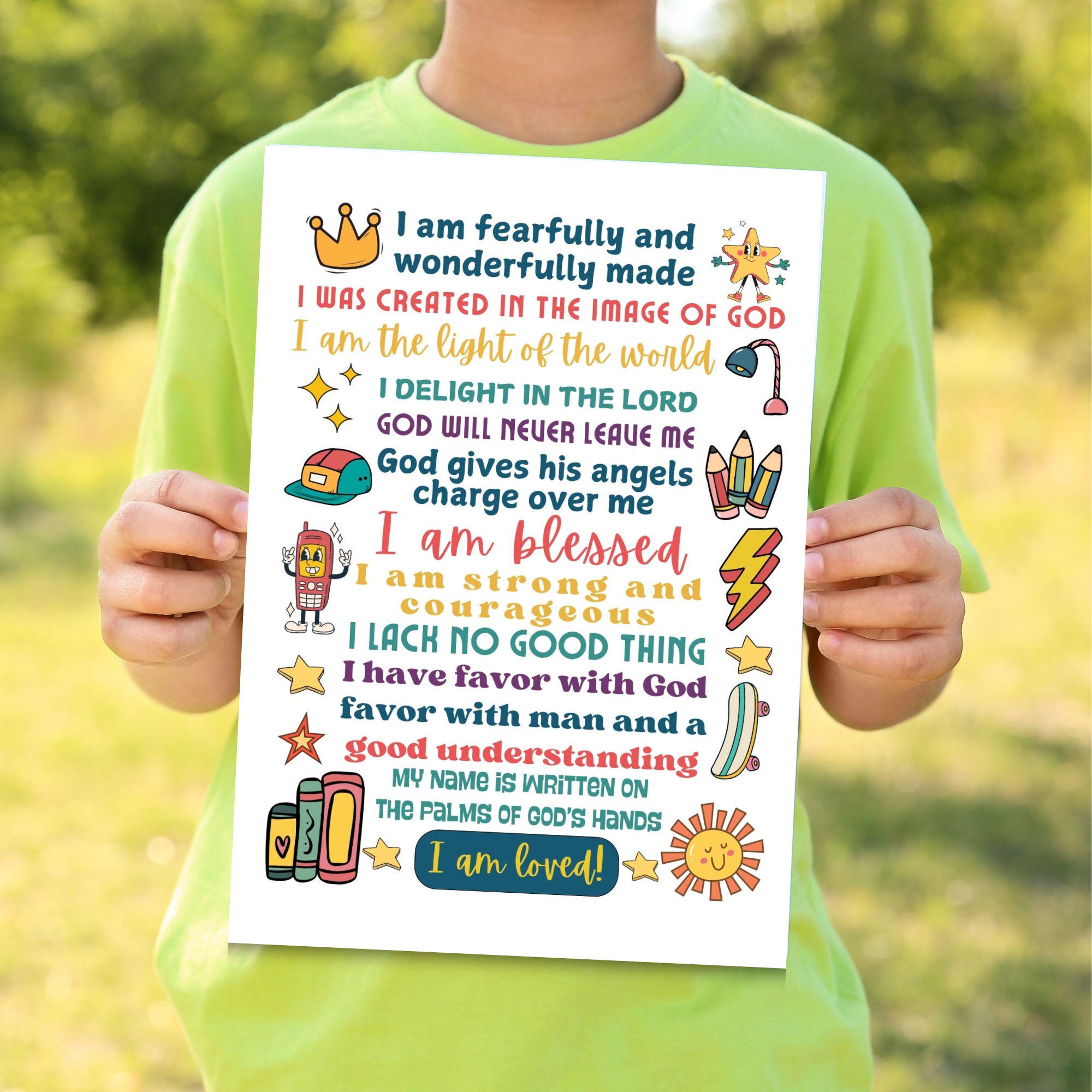 Scripture Cards for Boys Bible Verse Affirmations Positive Affirmations ...