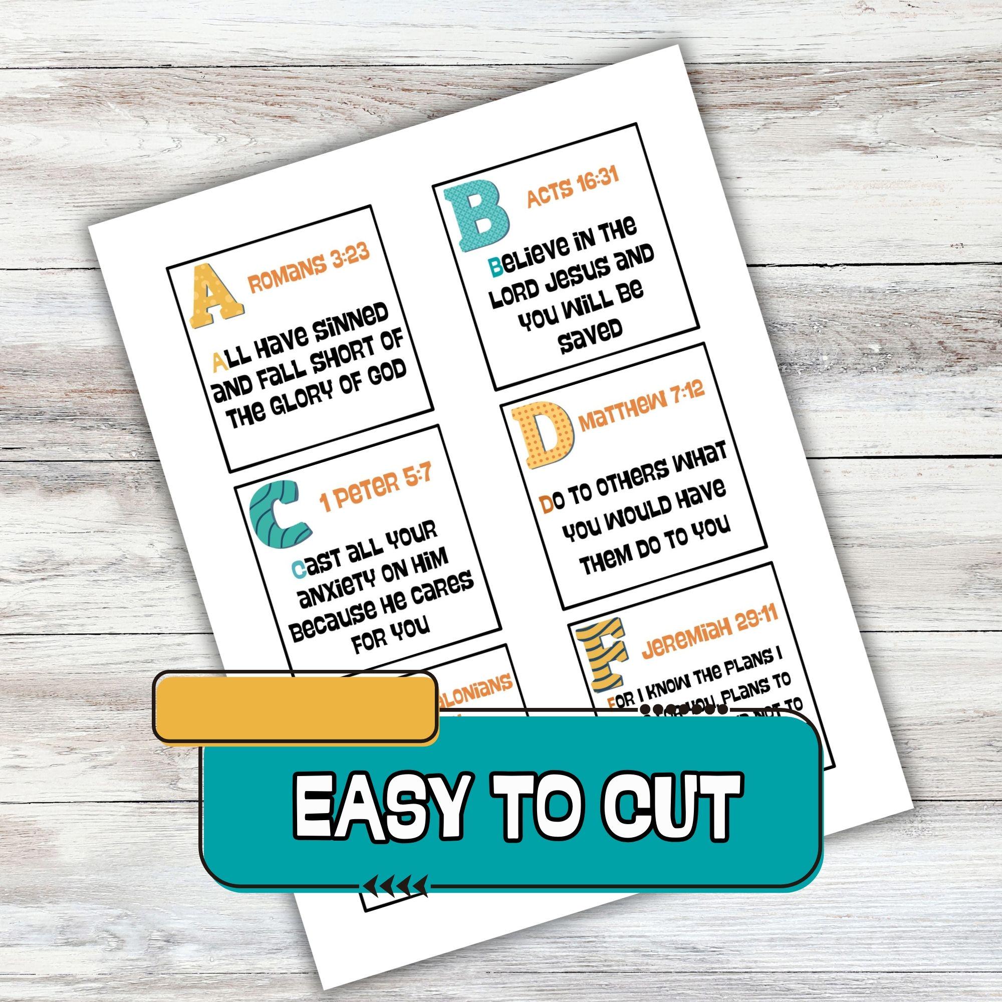 Alphabet Scripture Cards for Kids Alphabet Bible Verse Cards for Kids ...