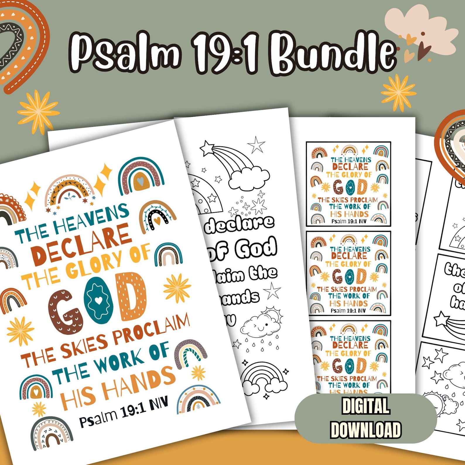 Coloring Page Scripture Cards for Kids Sunday School Lesson Printable ...