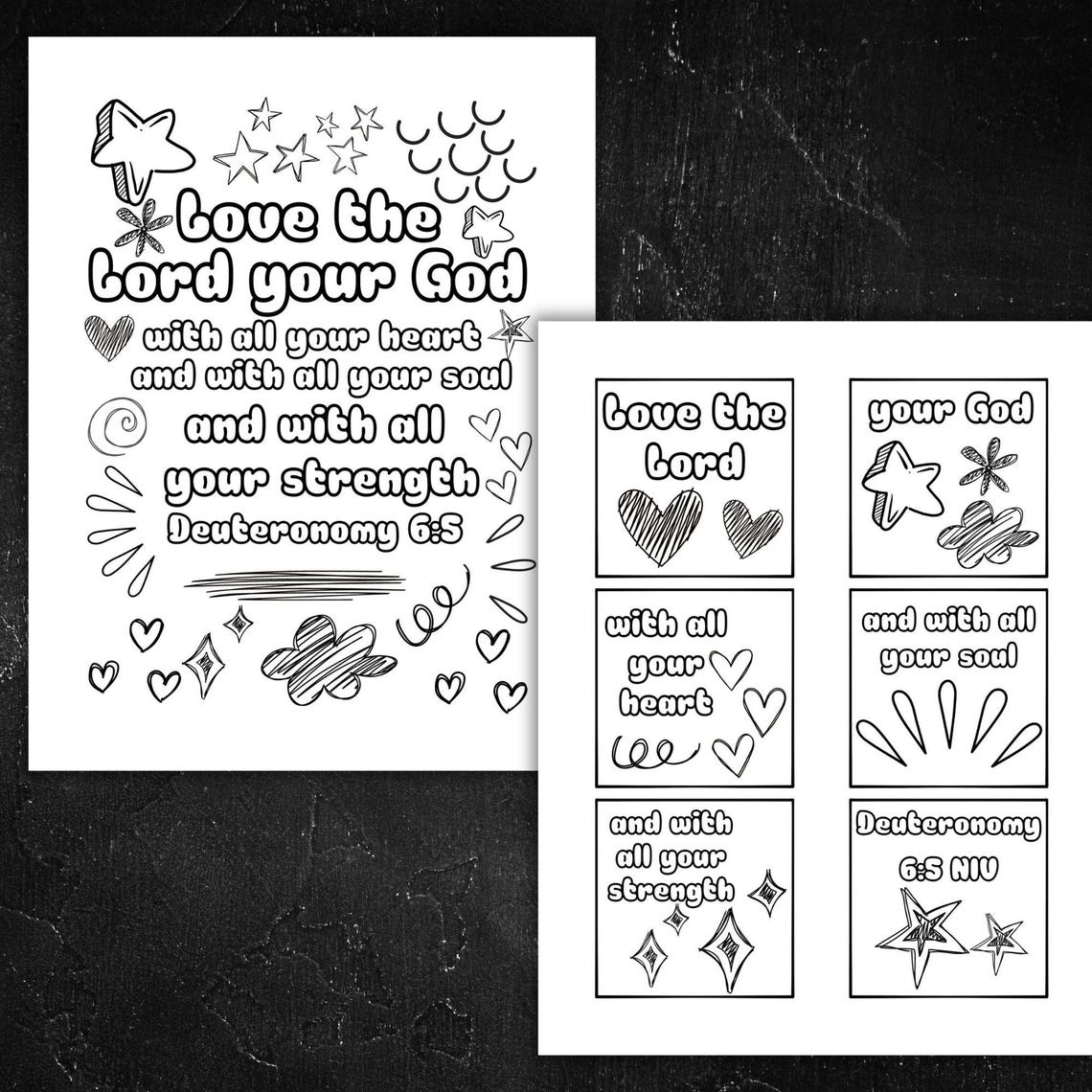 Deuteronomy 6:5 Scripture Coloring Pages for Kids Digital Download ...