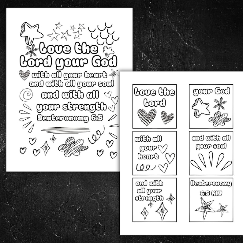Deuteronomy 6:5 Scripture Coloring Pages for Kids Digital Download ...