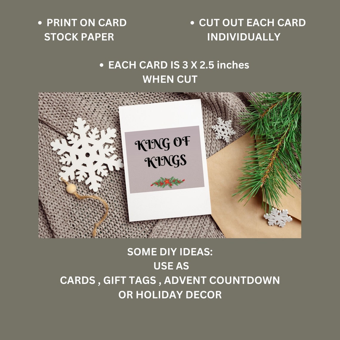 Names of Jesus Christmas Cards: Holiday Decor Gift Tags (digital ...