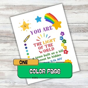 Coloring Page Scripture Cards for Kids Sunday School Lesson Printable ...