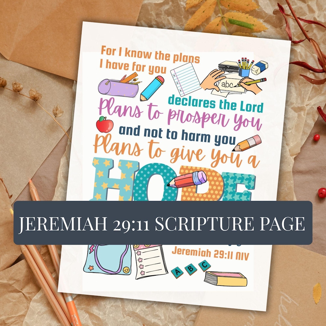 Jeremiah 29:11 Colorful Scripture Pages for Sunday School Lesson, Kids ...