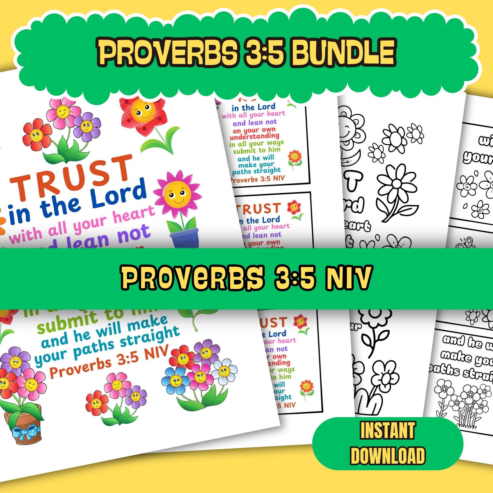 Coloring Page Scripture Cards for Kids Sunday School Lesson Printable ...