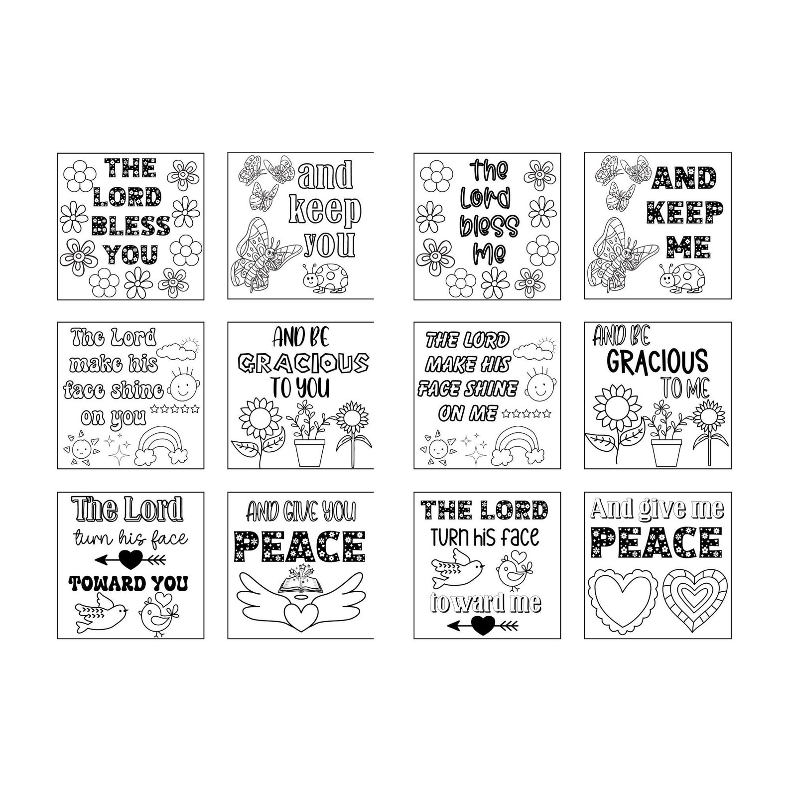Scripture Cards for Kids Bible Verse Coloring Cards for Sunday School ...