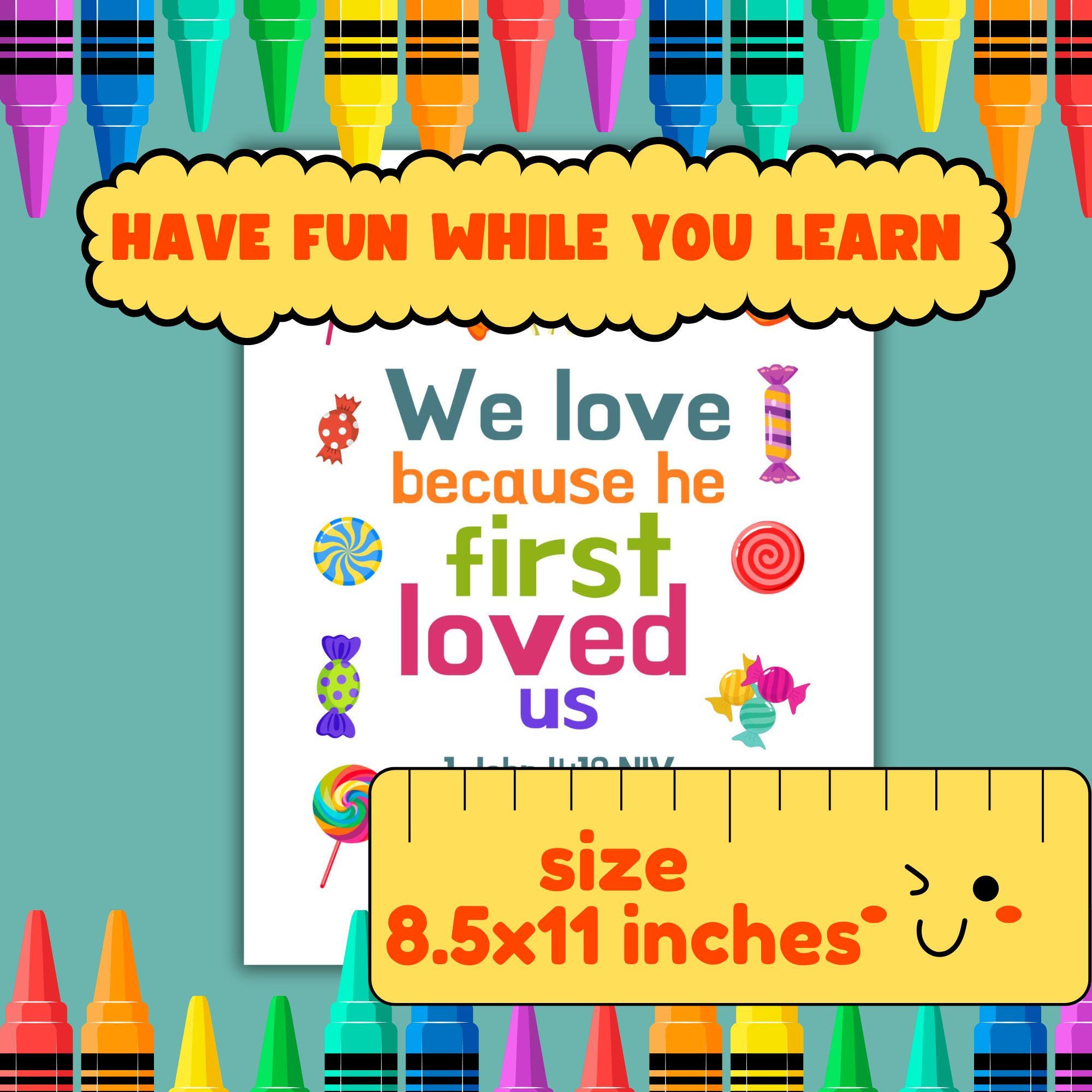 1 John 4:19 NIV Scripture Activity Bundle for Sunday School Lesson ...