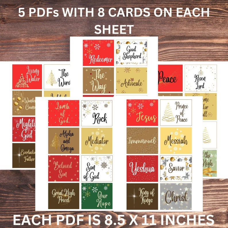 Names of Jesus Christmas Cards: Printable Gift Tags (digital Download ...