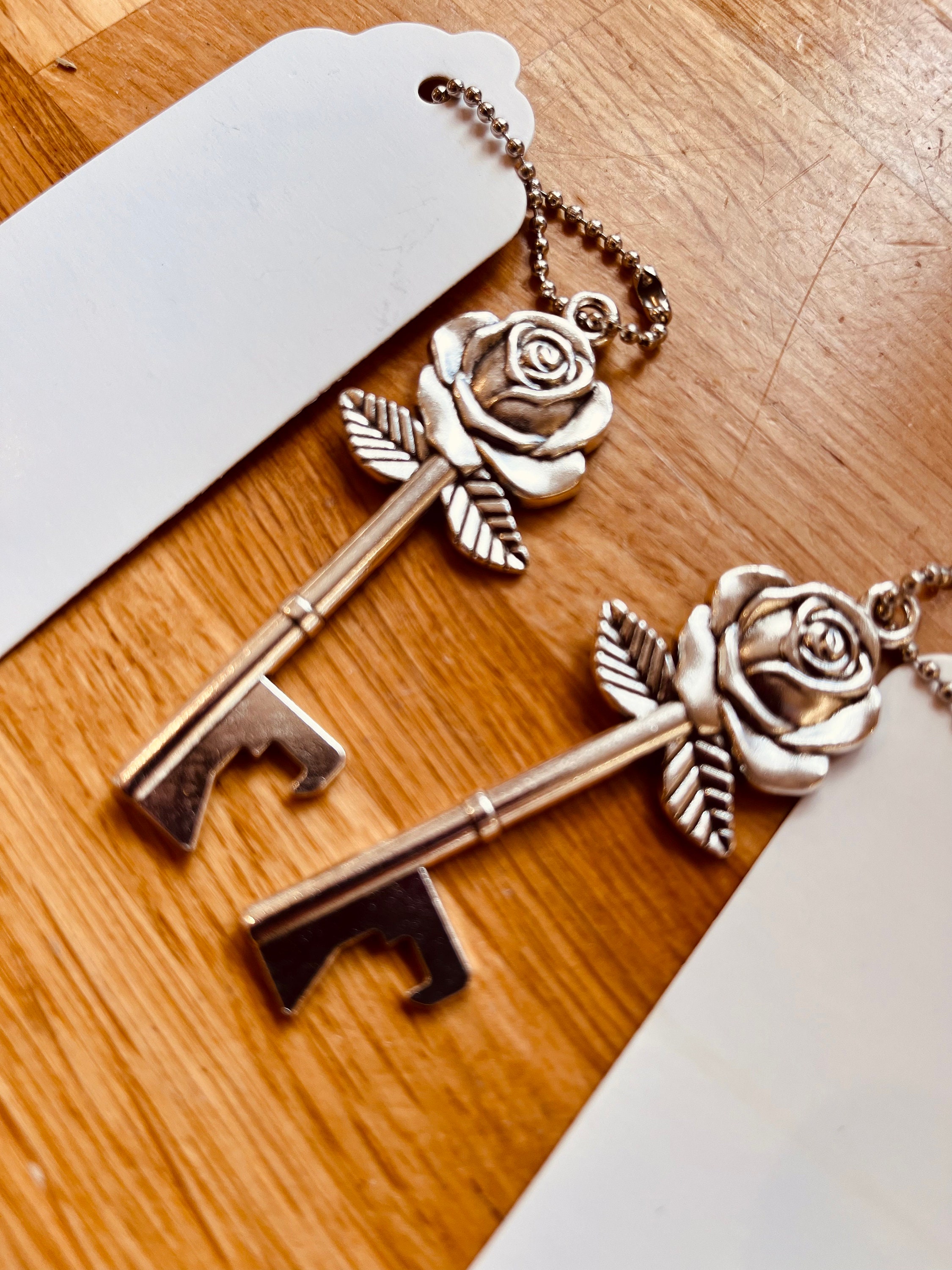 Silver Rose or Rose Gold Flower Key Bottle Opener Wedding - Etsy