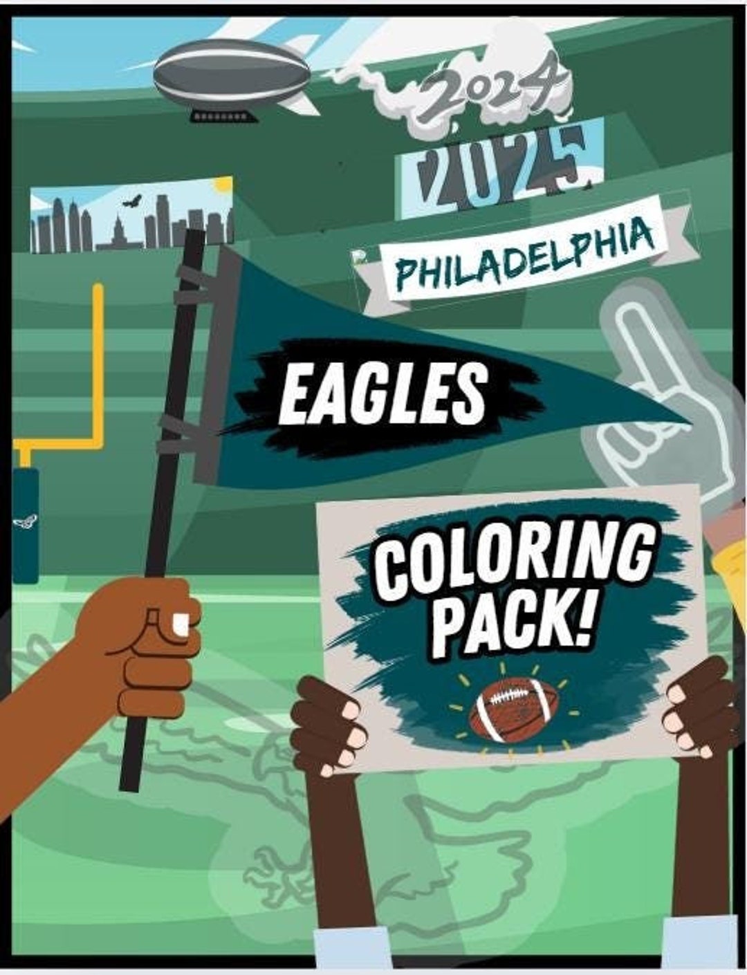 Philadelphia Eagles Football Coloring Page Pack | Super Bowl LIX Pack ...