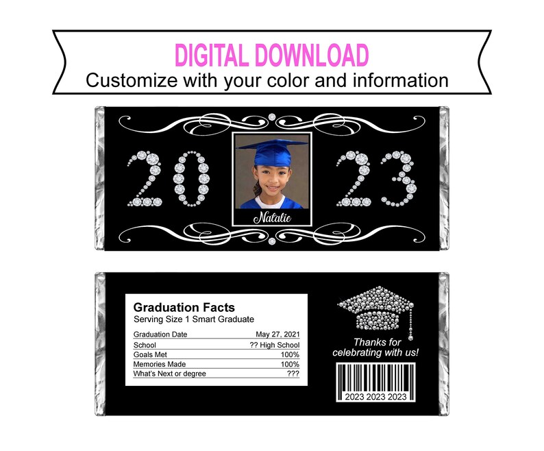 Graduation Candy Bar Wrappers Personalized Printable - Etsy