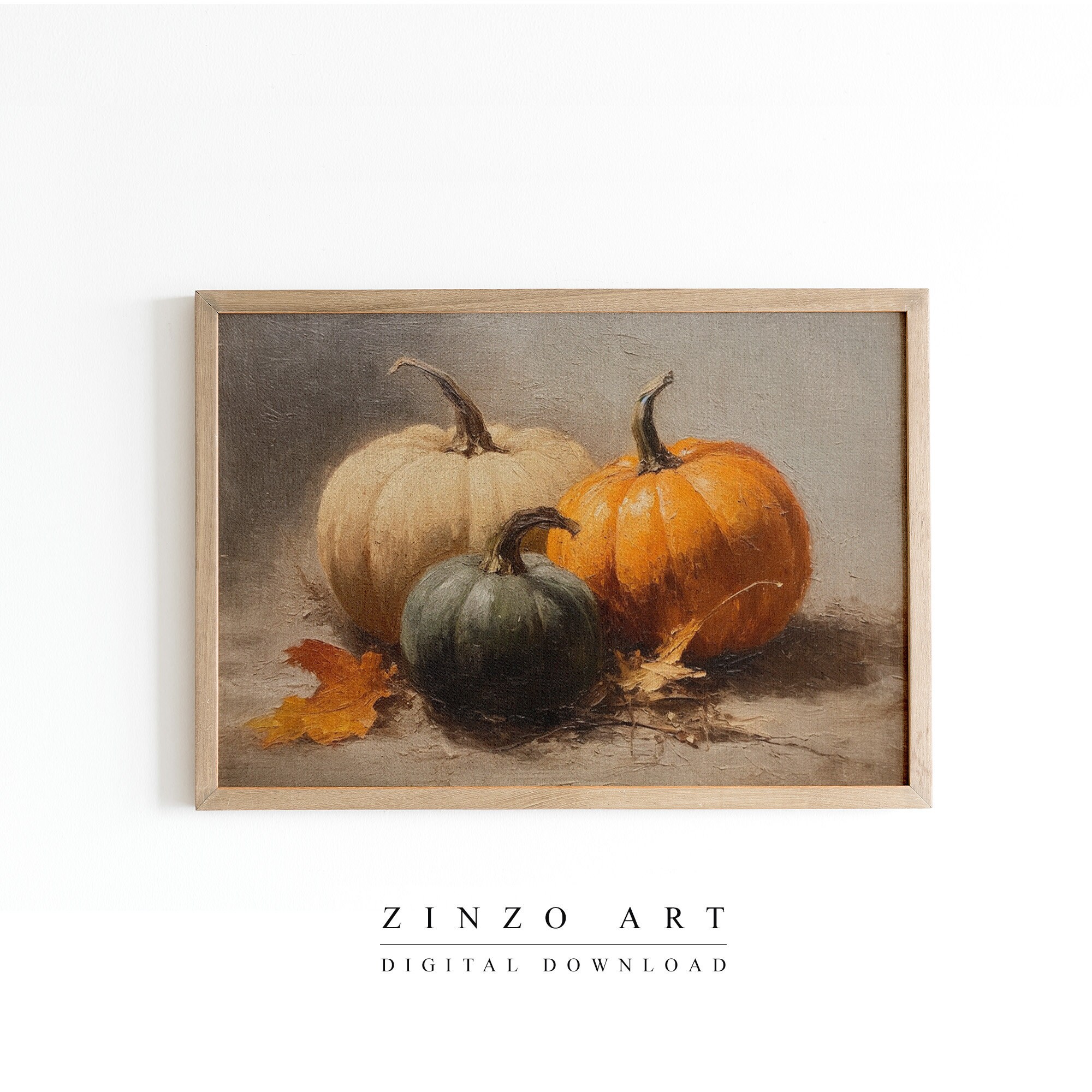 Fall Wall Decor Printable Pumpkin Still Life Painting Rustic - Etsy