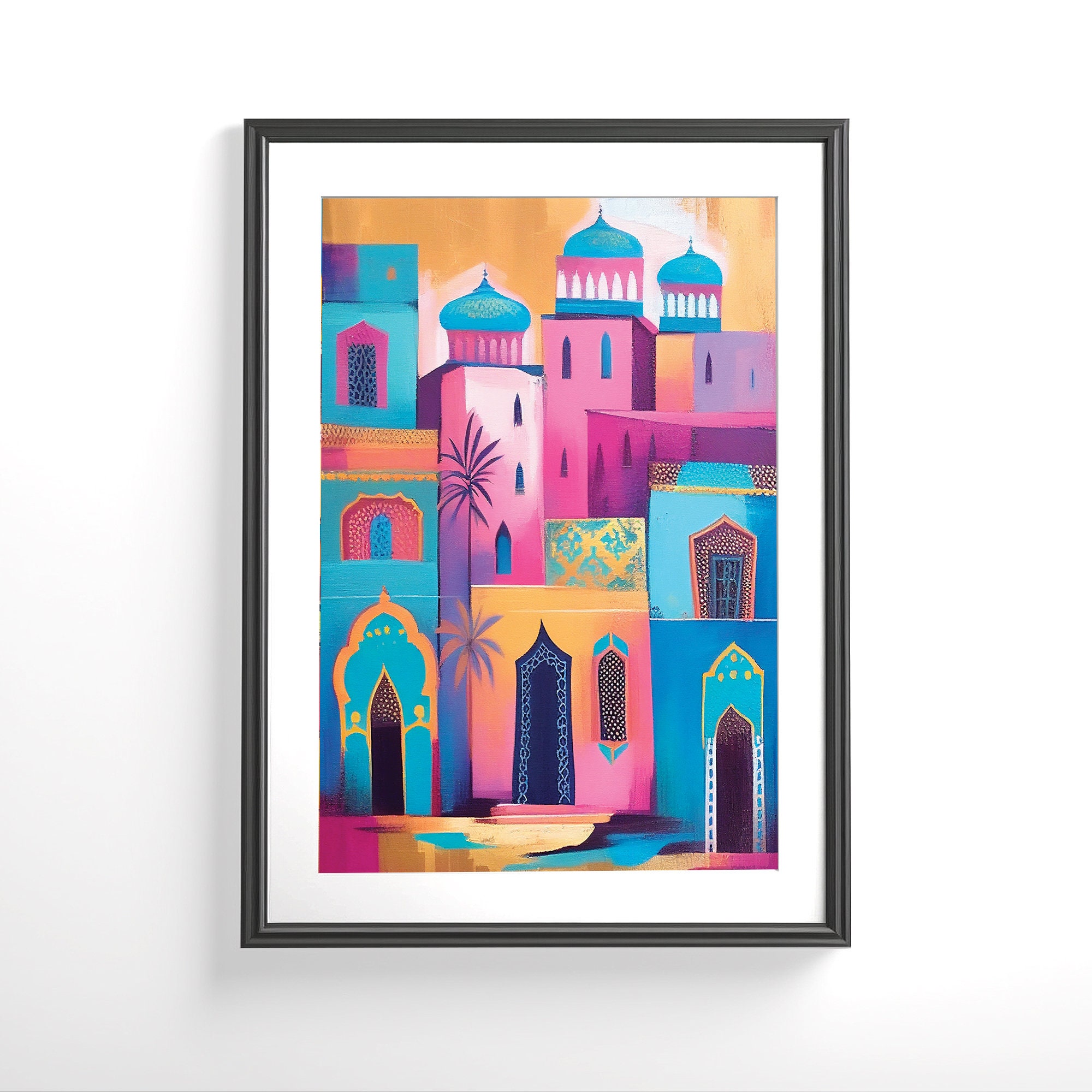 Vintage Moroccan Painting, Islamic Art Print, Moroccan Doors Painting ...