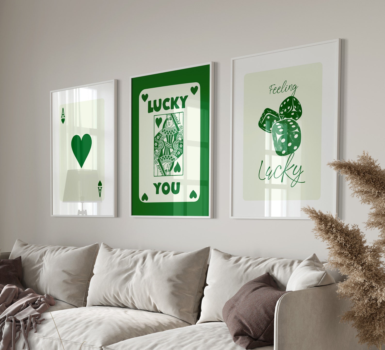 Set of 3 Trendy Retro Ace Card Wall Art, Trendy Dice Art 2023, Lucky ...