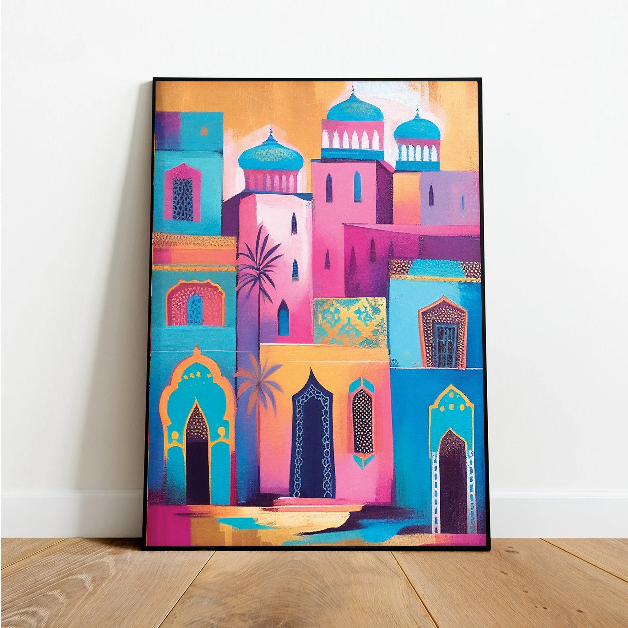 Vintage Moroccan Painting, Islamic Art Print, Moroccan Doors Painting ...