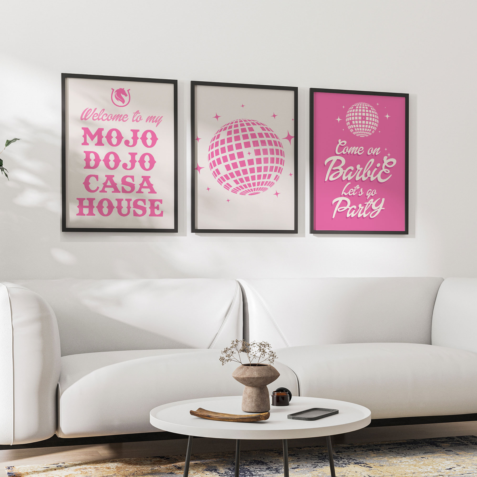 Set Of 3 Ken Print Mojo Dojo Casa House, Pink Barbie Poster Designed ...