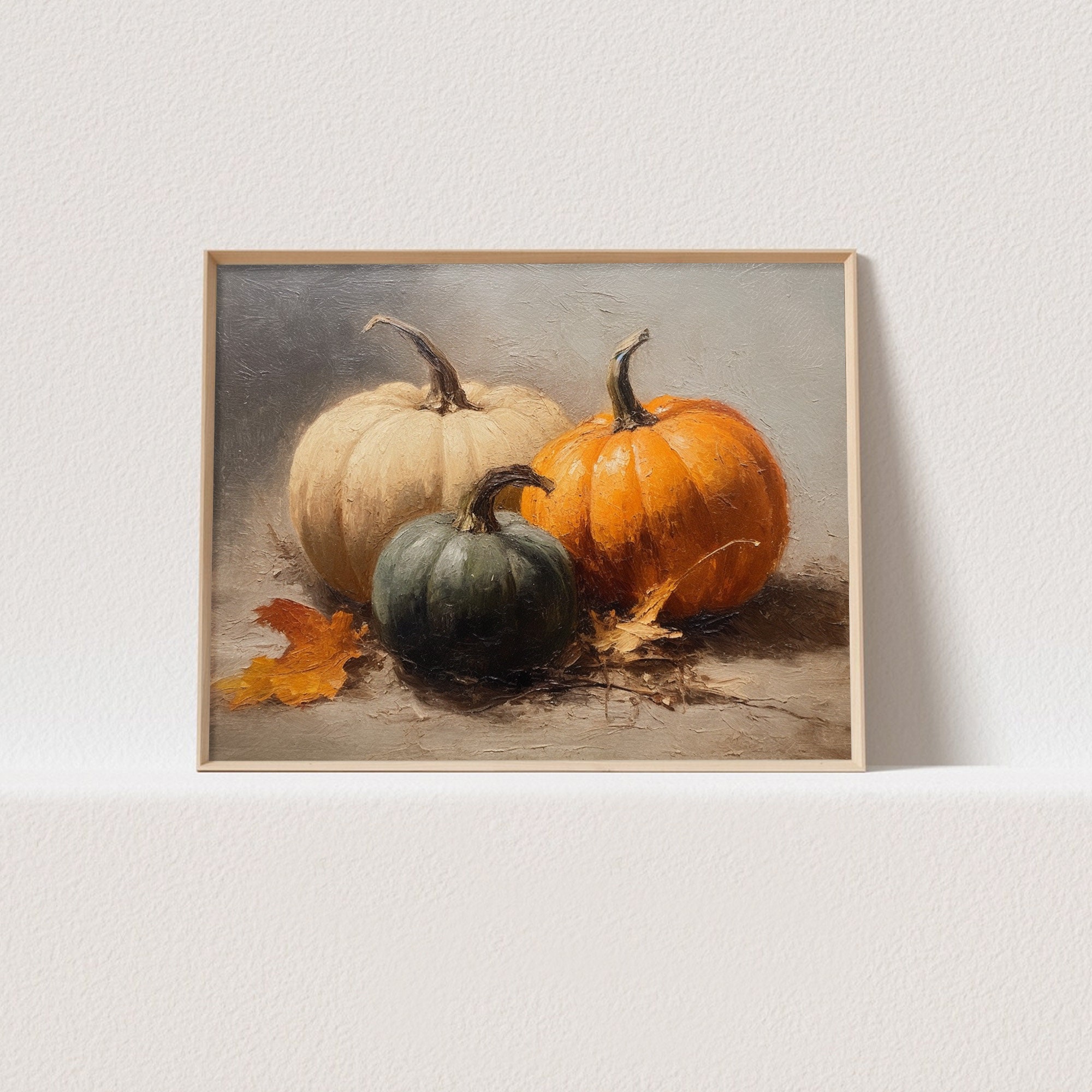 Fall Wall Decor Printable Pumpkin Still Life Painting Rustic - Etsy
